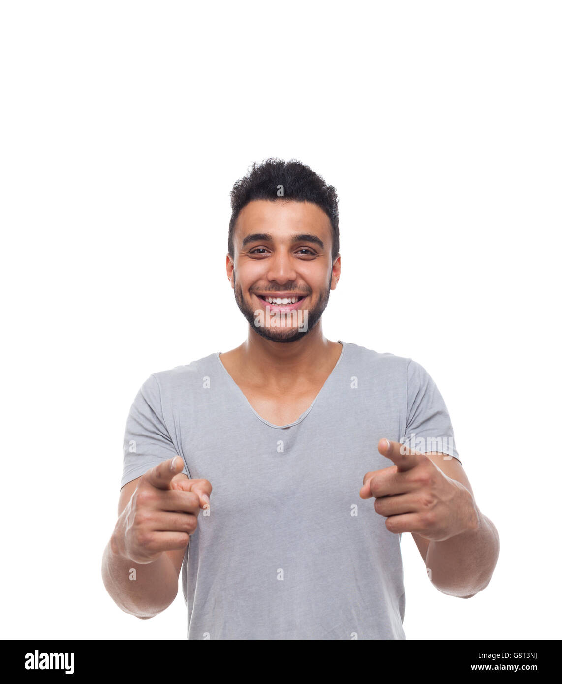 Casual Man Point Finger At You Happy Smile Young Handsome Guy Stock ...