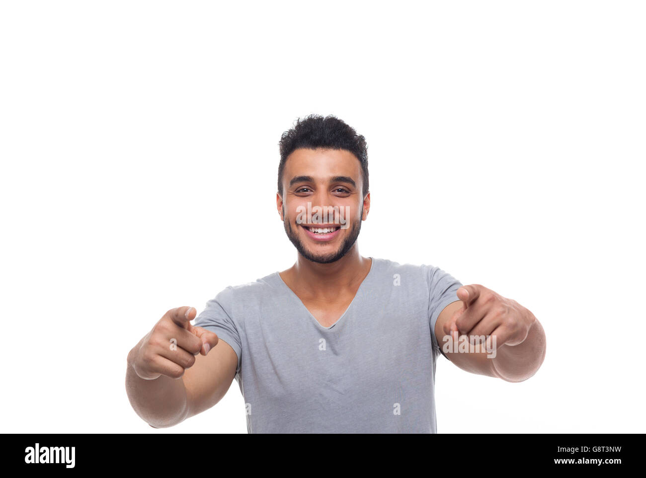 Casual Man Point Finger At You Happy Smile Young Handsome Guy Stock ...