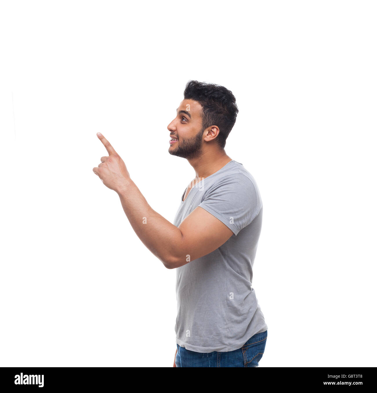 Handsome man point finger hi-res stock photography and images - Alamy