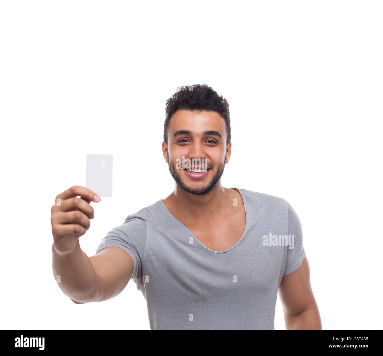Casual Man Displaying Blank Board Happy Smile Stock Photo - Alamy
