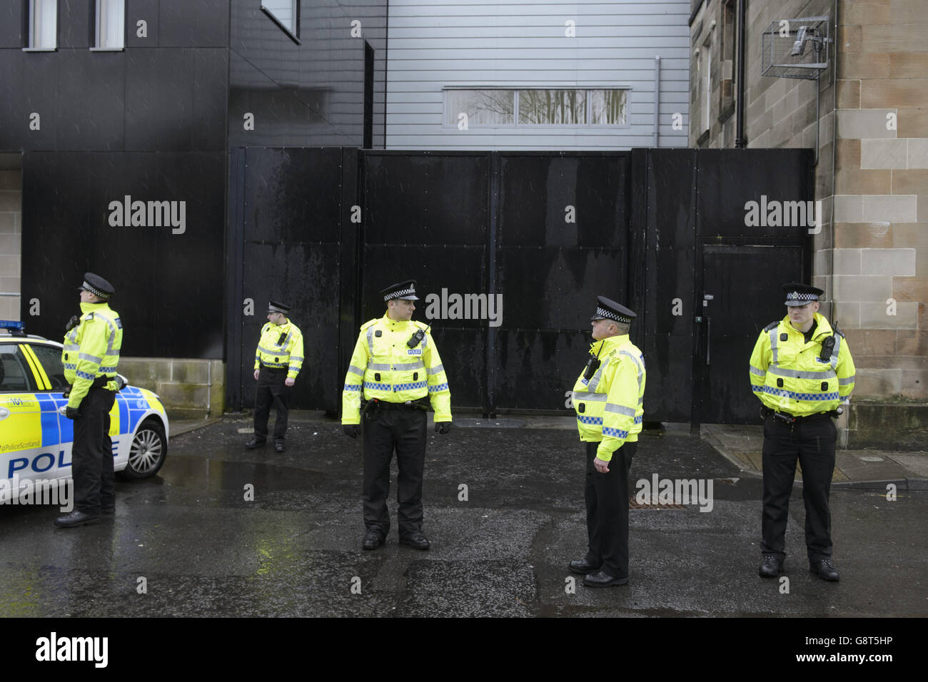 Police officers outside Dumbarton Sheriff Court, as John Leathem, 31 ...