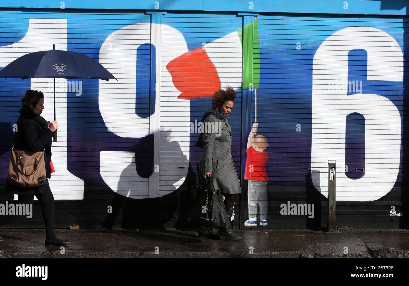 A mural in Dublin's city centre marking centenary of the 1916 Easter ...