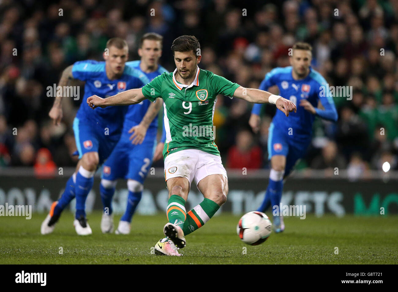 Republic of Ireland's Shane Long scores his side's first goal of the ...