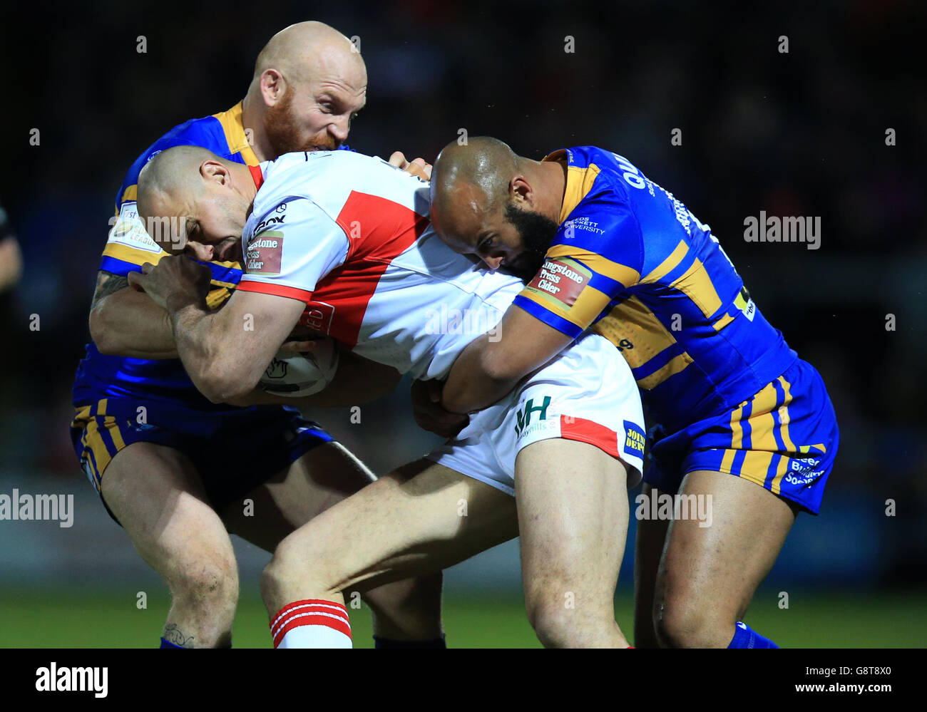 Leeds Rhinos' Jamie Jones-Buchanan and Keith Galloway and Hull KR's ...