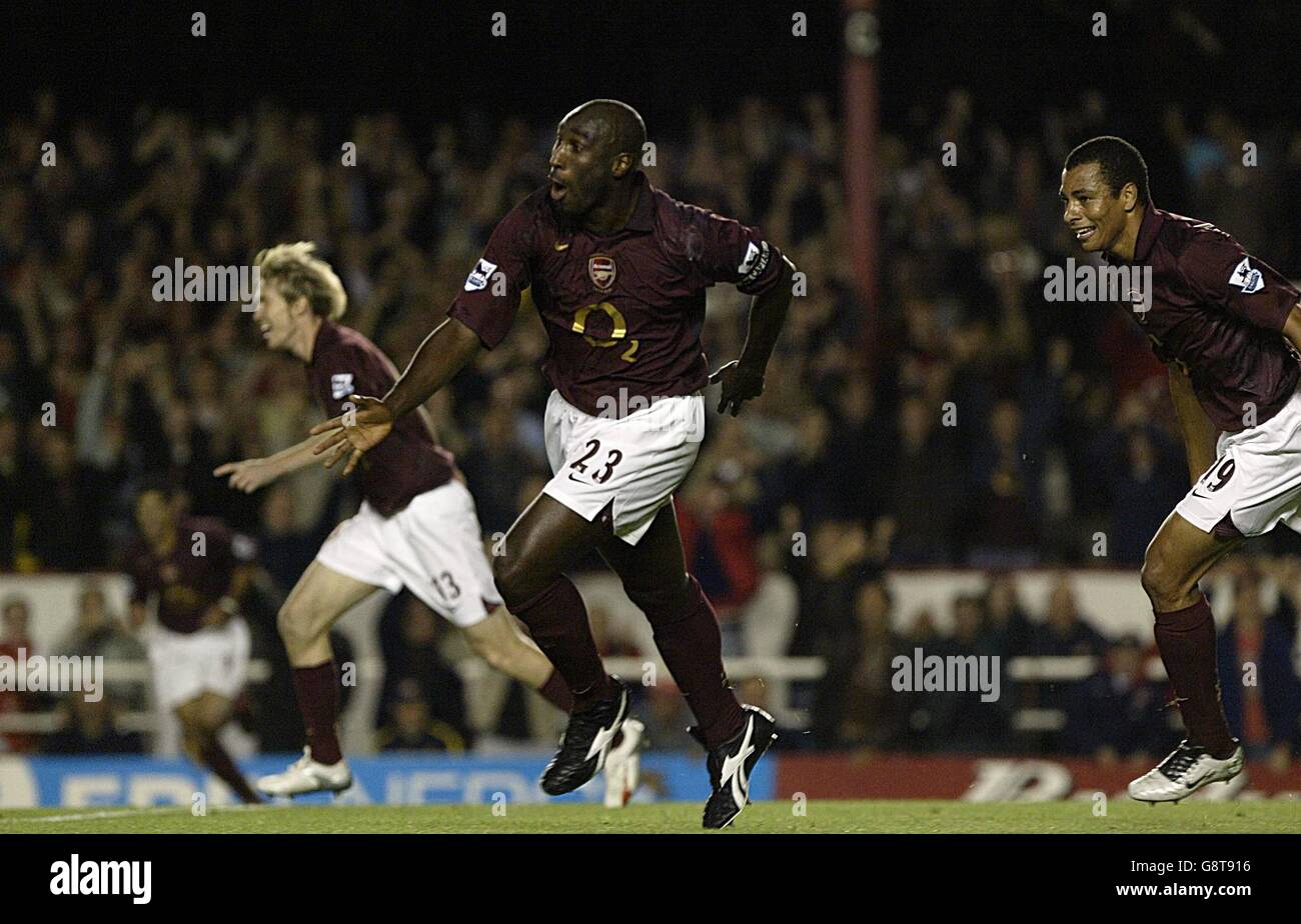 Arsenal's Sol Campbell celebrates scoring the second goal of the game ...
