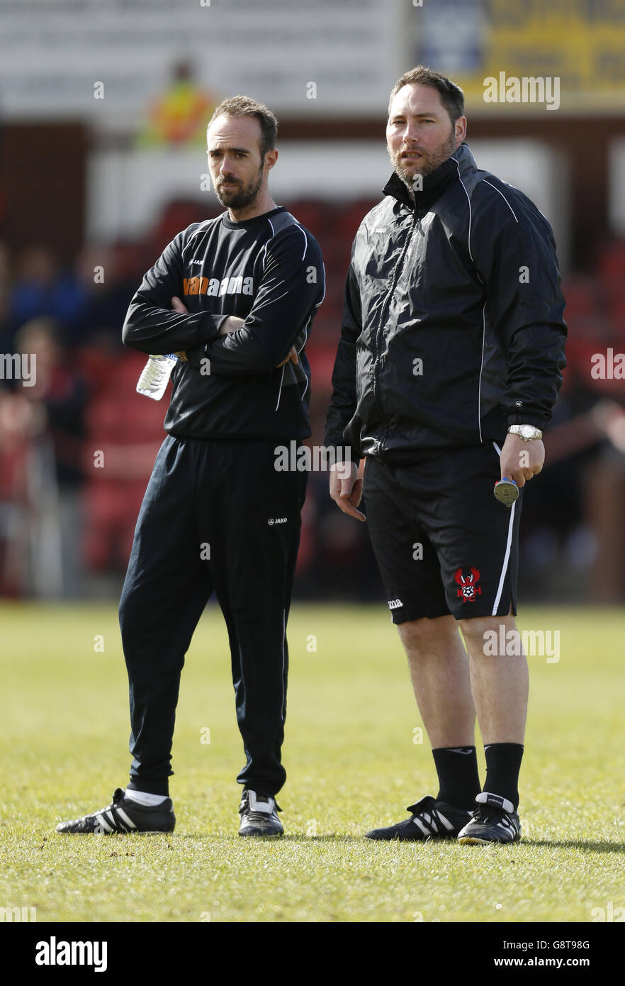 Kidderminster Harriers' first team coach Kevin Phillips (right) and ...
