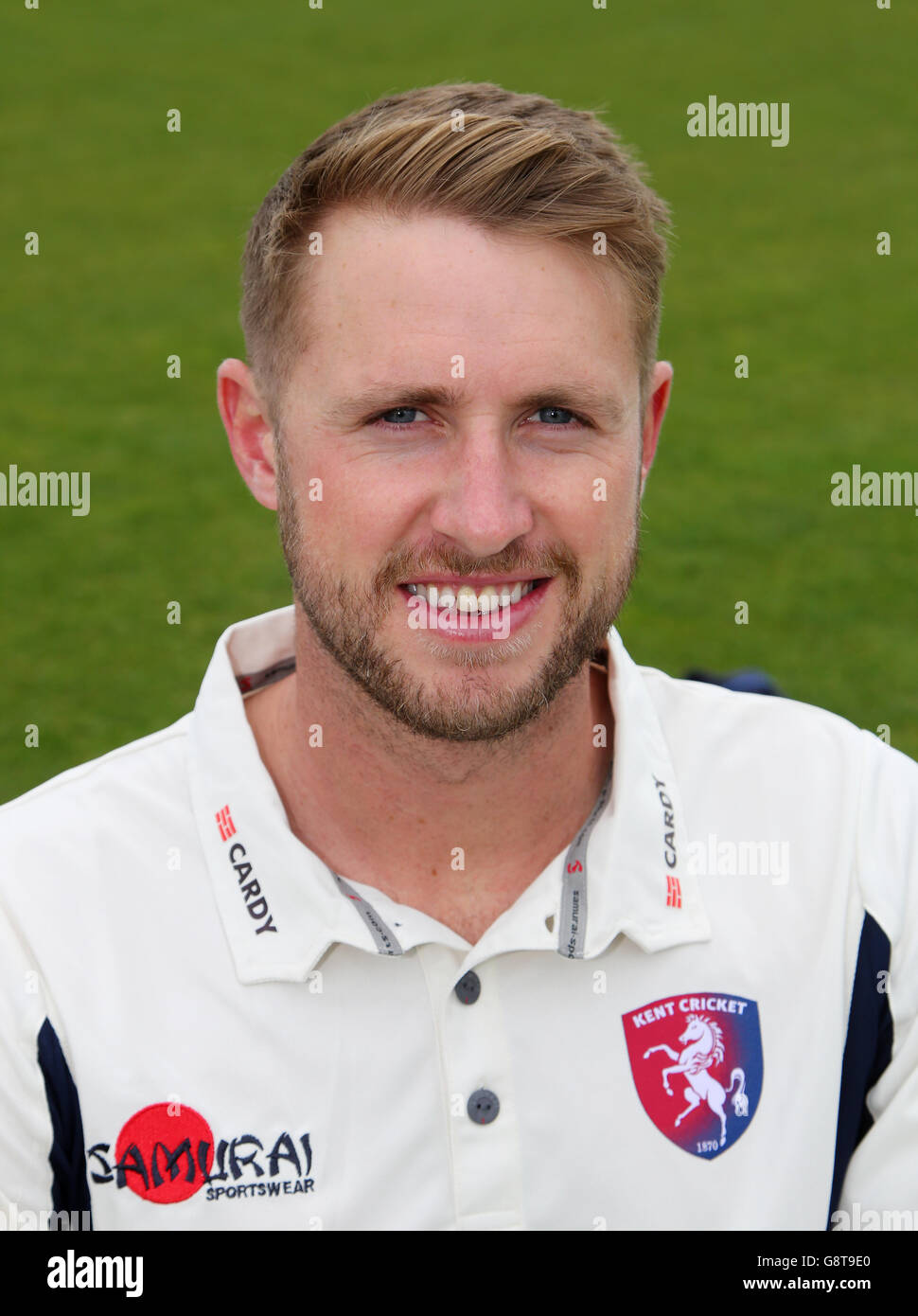 Kent CCC Media Day - St Lawrence Ground. Alex Blake poses for a picture ...