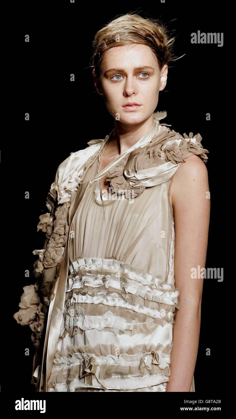 A model wears a creation by designer John Rocha, during his London ...