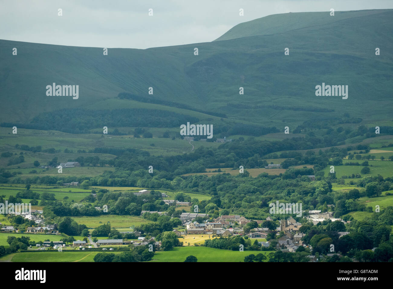 View of Chipping village and Fairsnape fell in the Forest of Bowland ...
