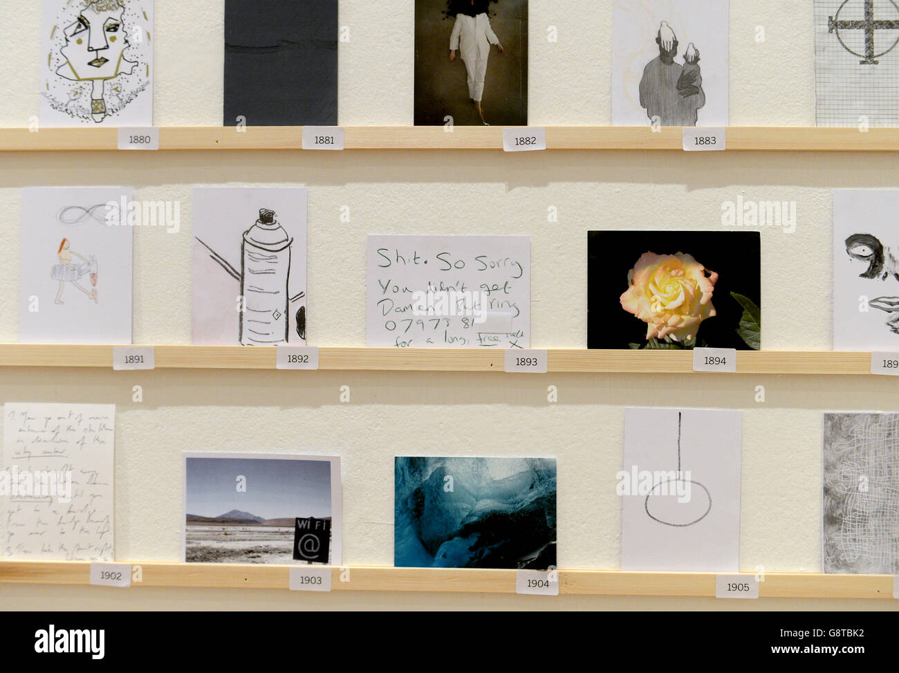 RCA secret postcard exhibition Stock Photo - Alamy