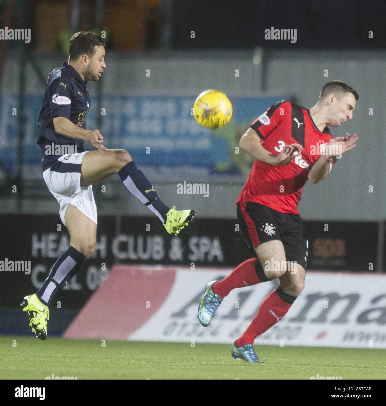 Rangers' Lee Wallace (right) and Falkirk's Tom Taiwo battle for the ...