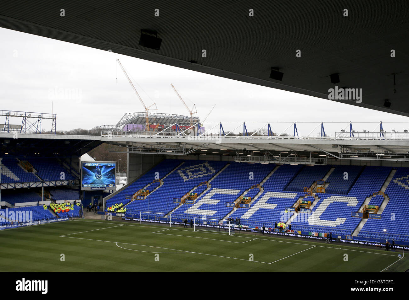 A general view of the Anfield Stadium development taking place seen ...