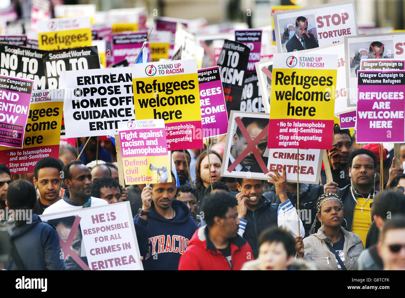 Refugee crisis protest Stock Photo - Alamy