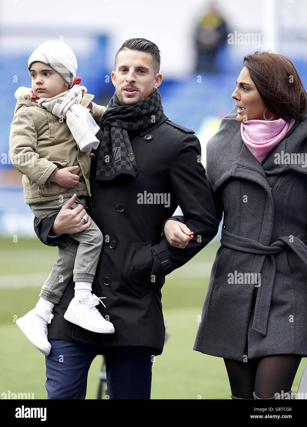 Everton's Kevin Mirallas, wife Christelle Mirallas and their daughter ...