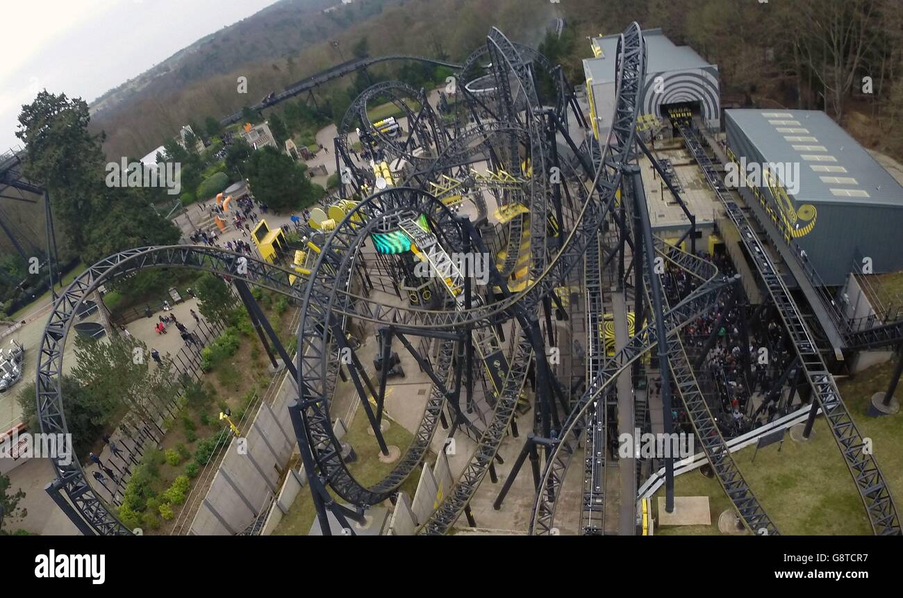 The Smiler ride at Alton Towers Resort in Staffordshire, as the theme ...