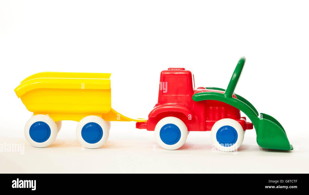 Red Tractor Toy Isolated on White Stock Photo - Alamy