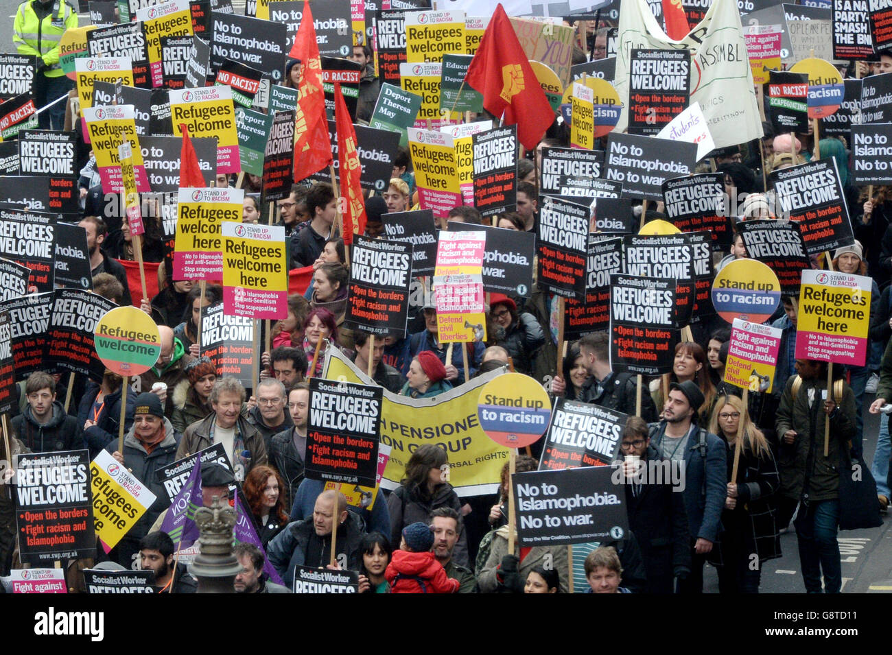 Refugee crisis protest Stock Photo - Alamy