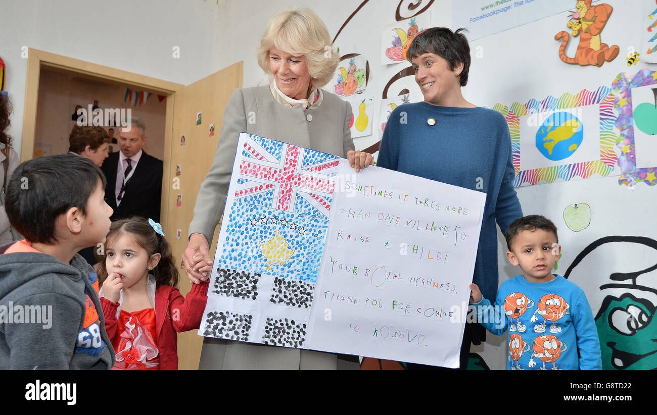 The Duchess of Cornwall (left) with Elizabeth Gowing, founder of the ...