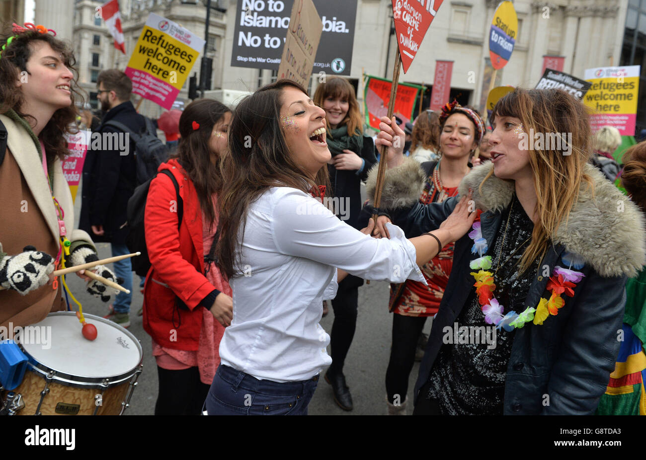 Refugee crisis protest Stock Photo - Alamy