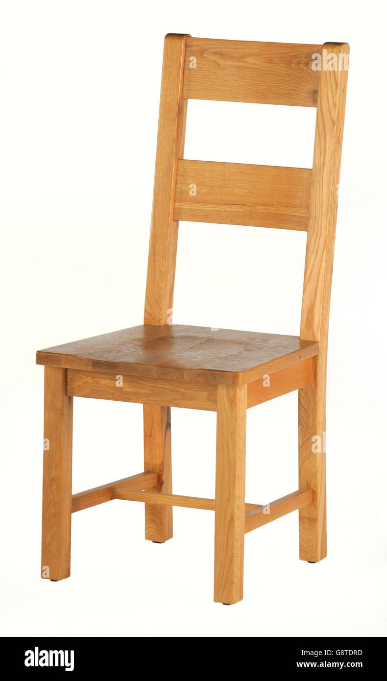 a single wooden chair on a white background Stock Photo - Alamy