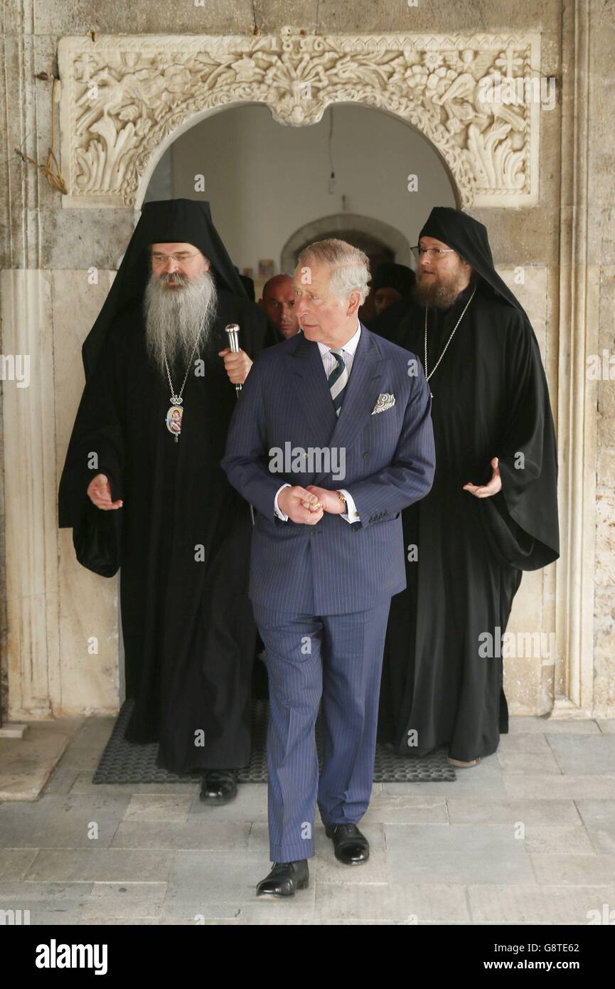 The Prince of Wales prepares to depart after visiting a Serbian ...