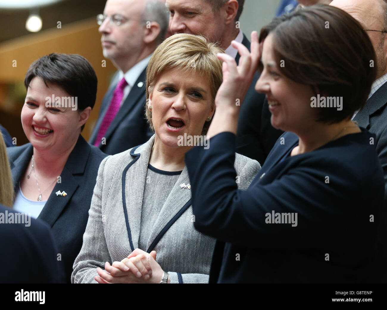 First Minister Nicola Sturgeon (centre) with Scottish Labour leader ...