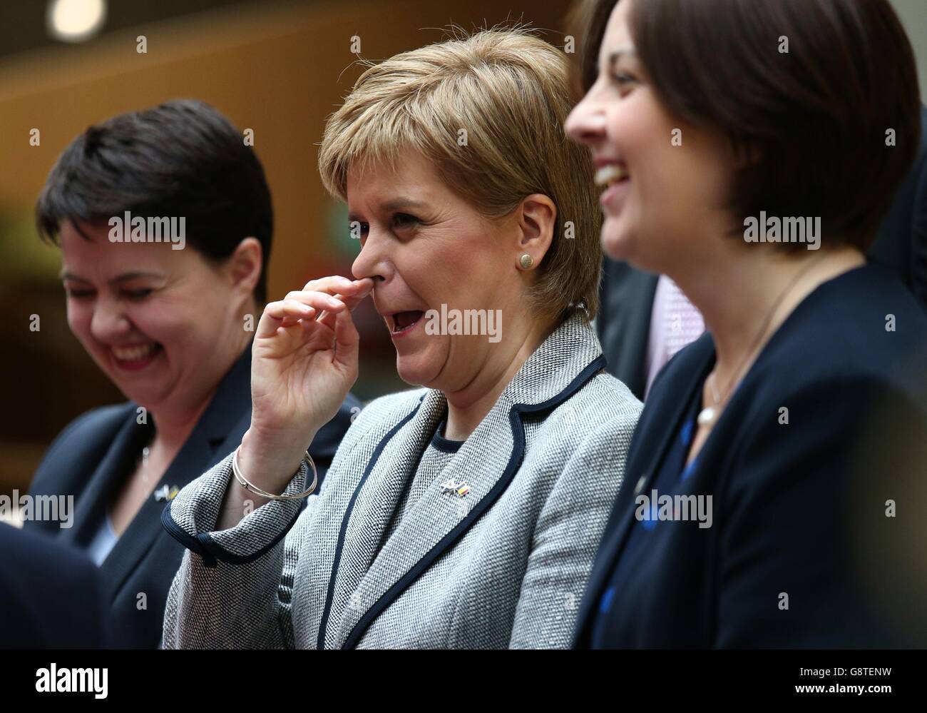 First Minister Nicola Sturgeon (centre) with Scottish Labour leader ...
