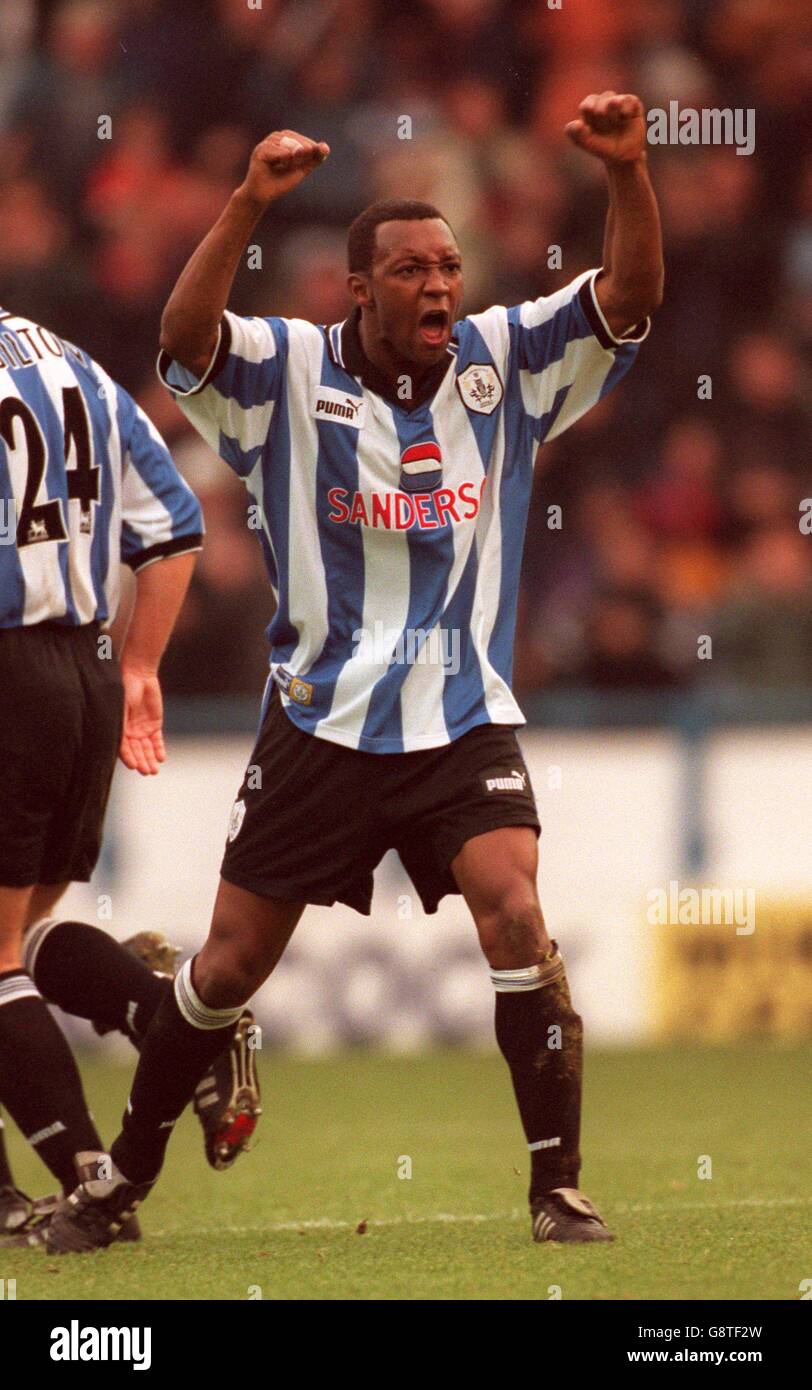 Wayne collins of sheffield wednesday celebrates his goal hi-res stock ...