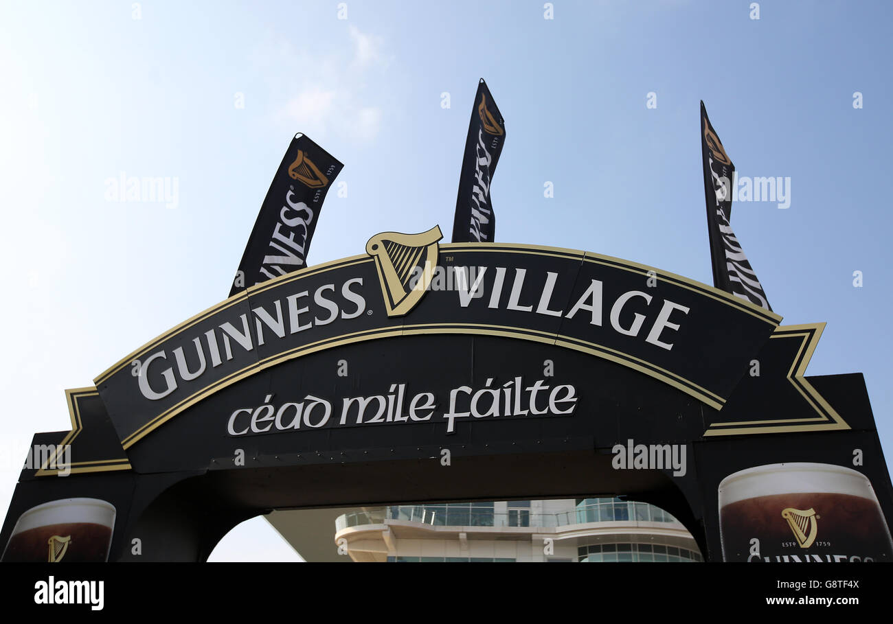 Guinness village signage and branding during St Patrick's Thursday at ...