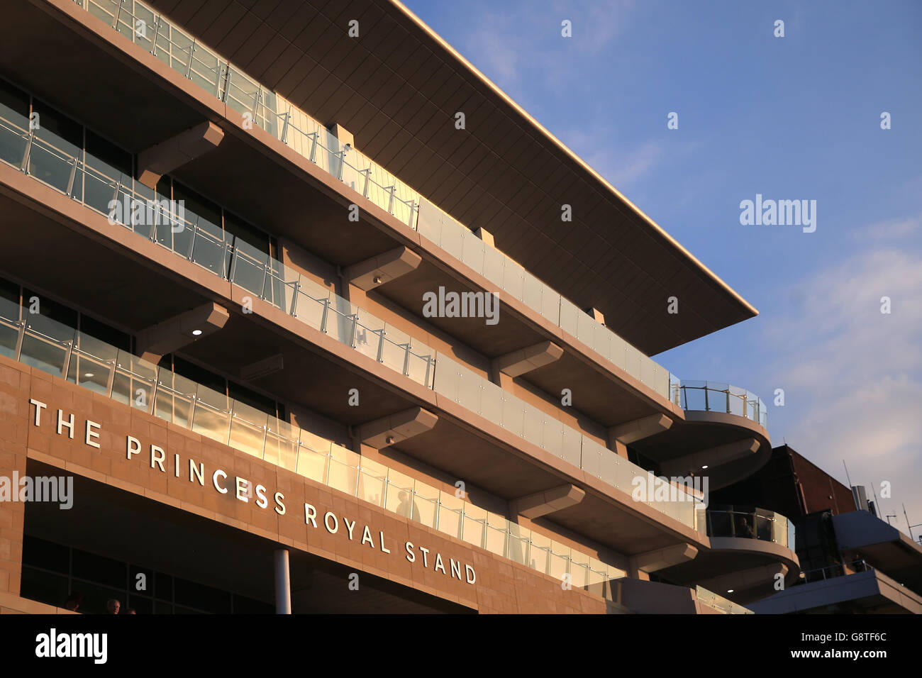 A general view of signage and branding on the Princess Royal stand ...