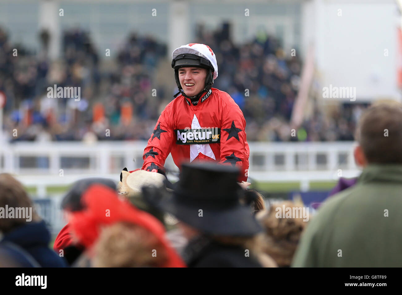 Jockey Ryan Hatch on Blaklion during Ladies Day at the 2016 Cheltenham ...