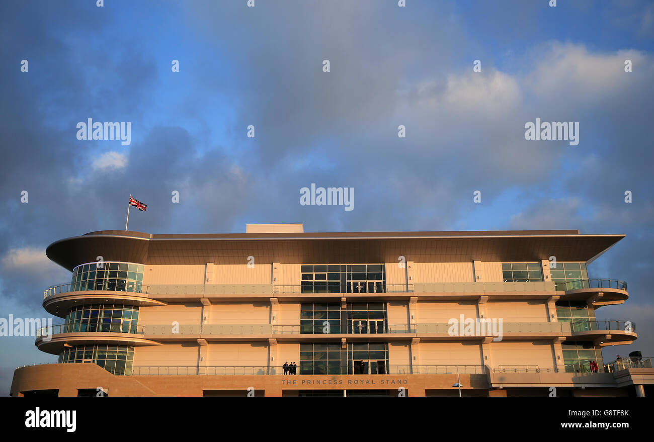 A general view of signage and branding on the Princess Royal stand ...