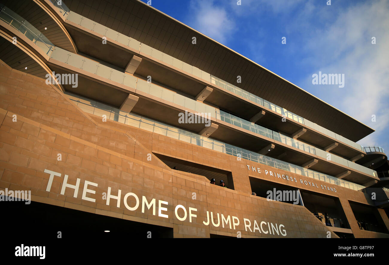 A general view of signage and branding on the Princess Royal stand ...