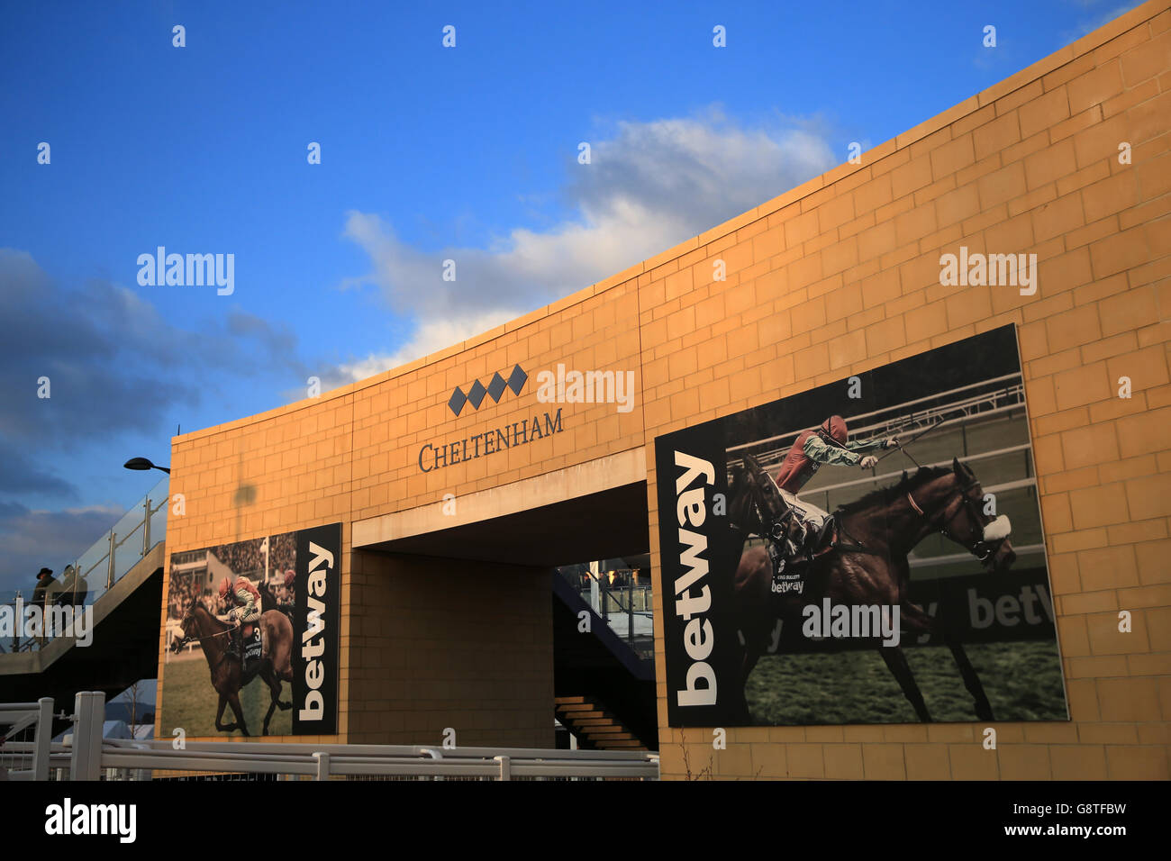 A general view of signage and branding on the Princess Royal stand ...