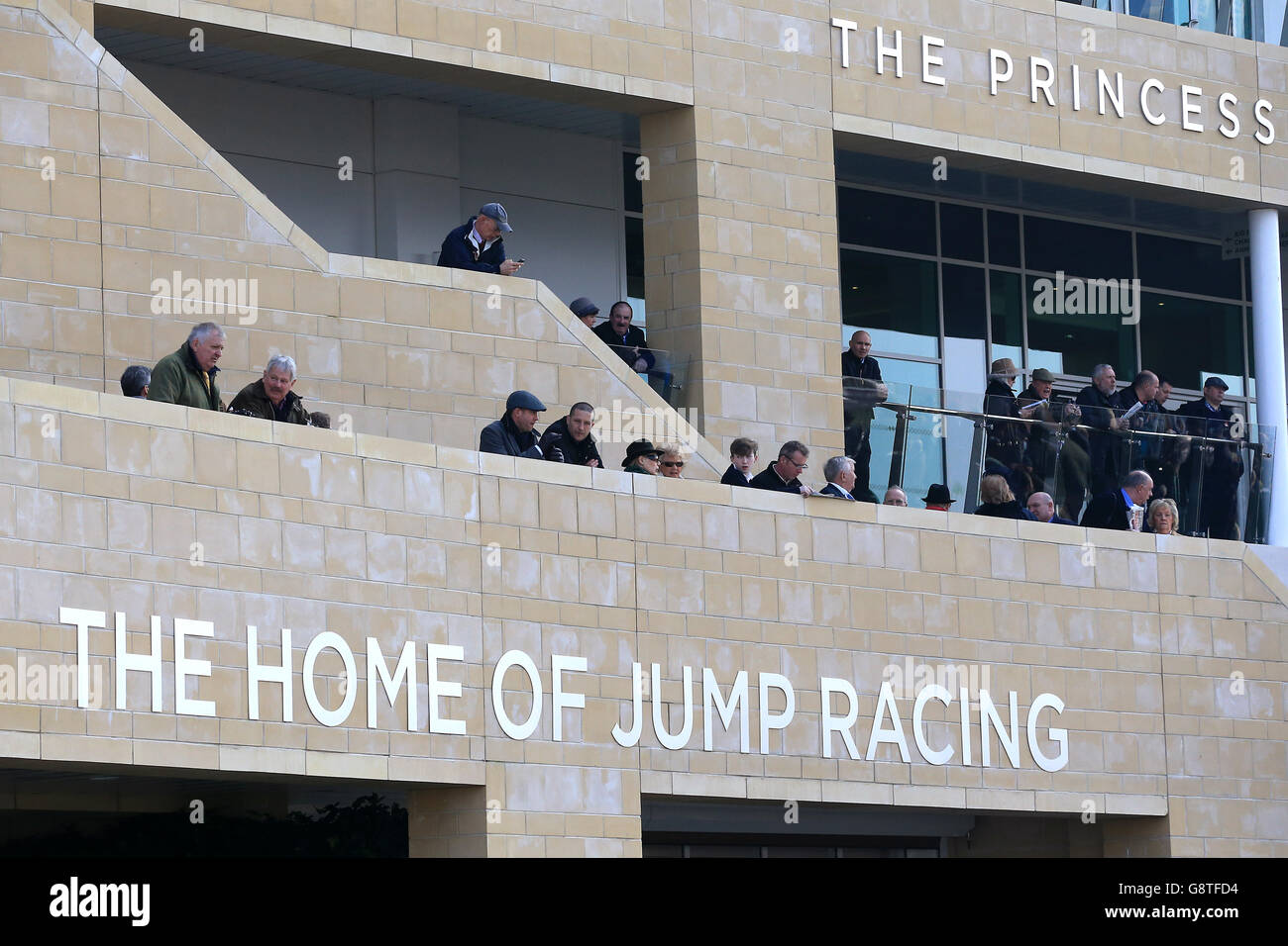 A general view of signage and branding on the Princess Royal stand ...