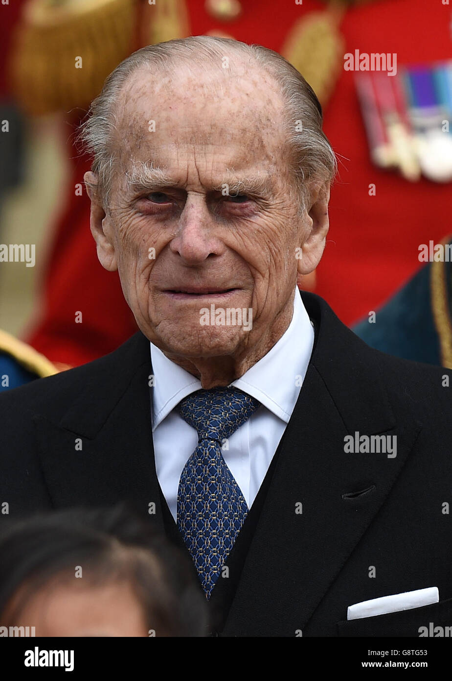 The Duke of Edinburgh departs St George's Chapel, Windsor Castle, after ...