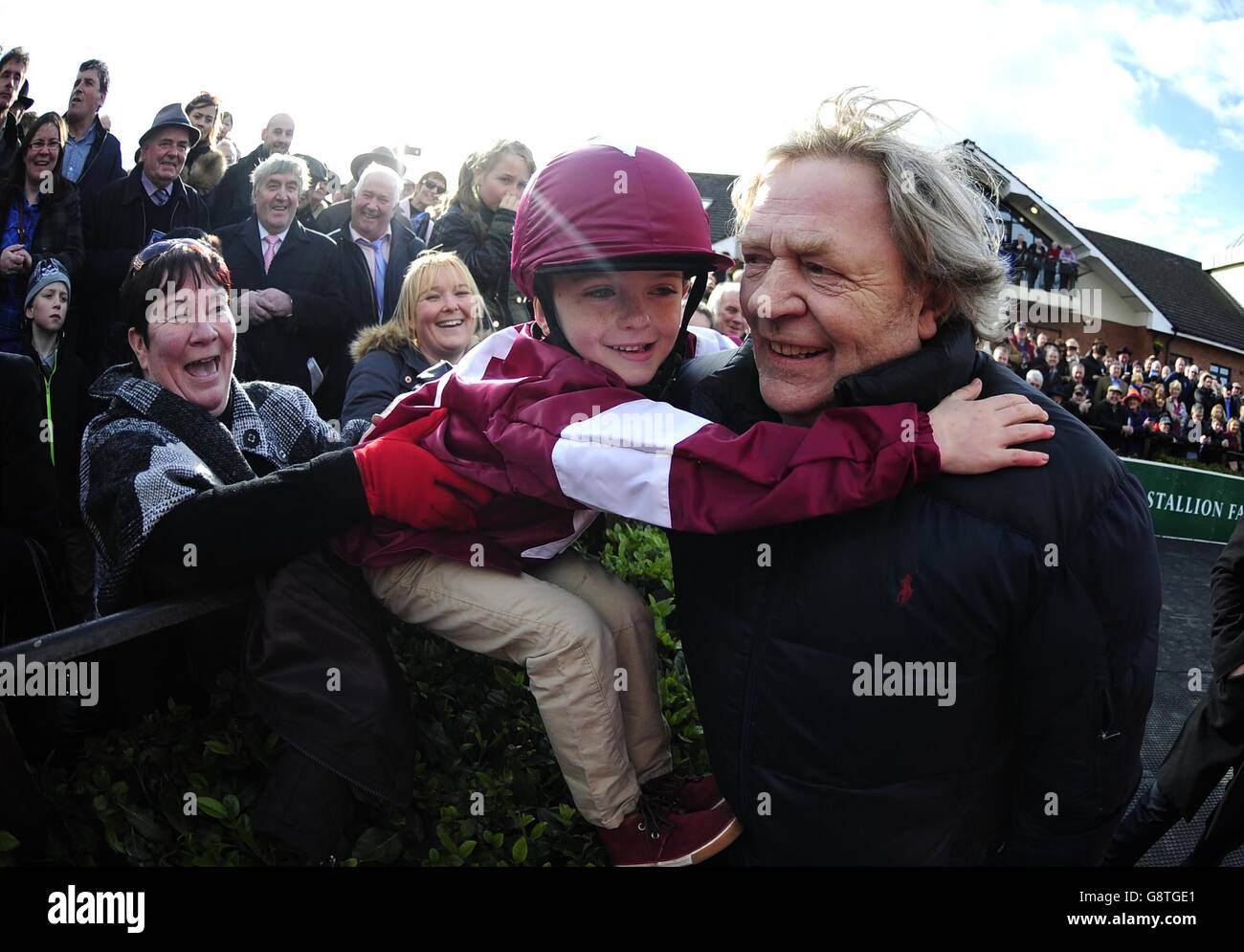 Trainer Mouse Morris is congratulated by racegoer Alan Jordan after his ...