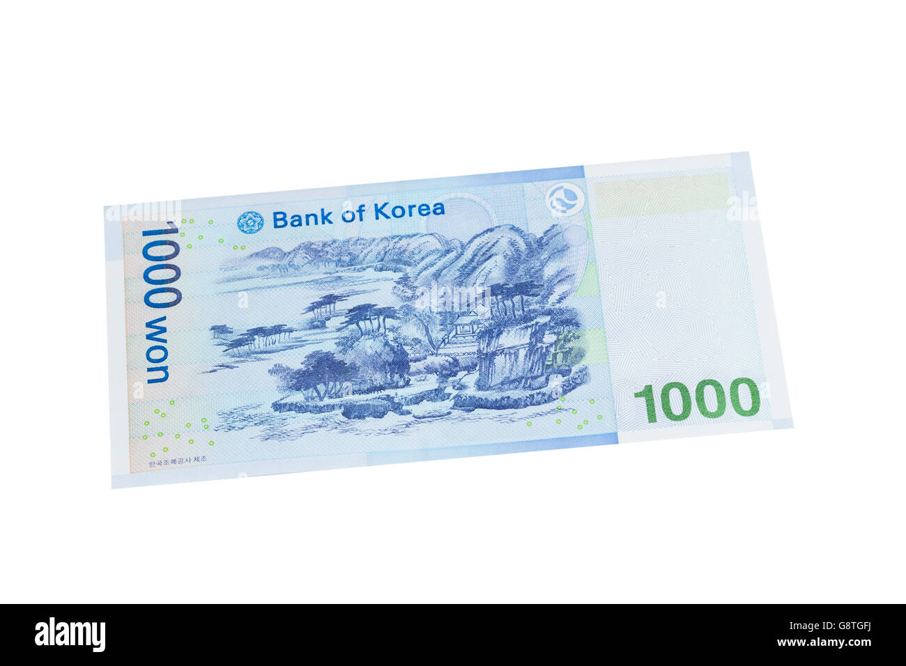 South korean one thousand Won banknote on a white background Stock ...