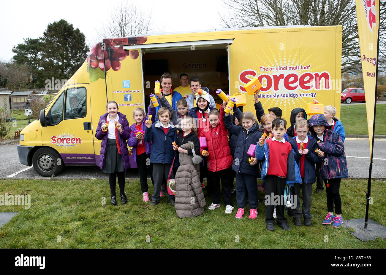 Brownlee Brothers Photocall - Bramhope Primary School Stock Photo - Alamy
