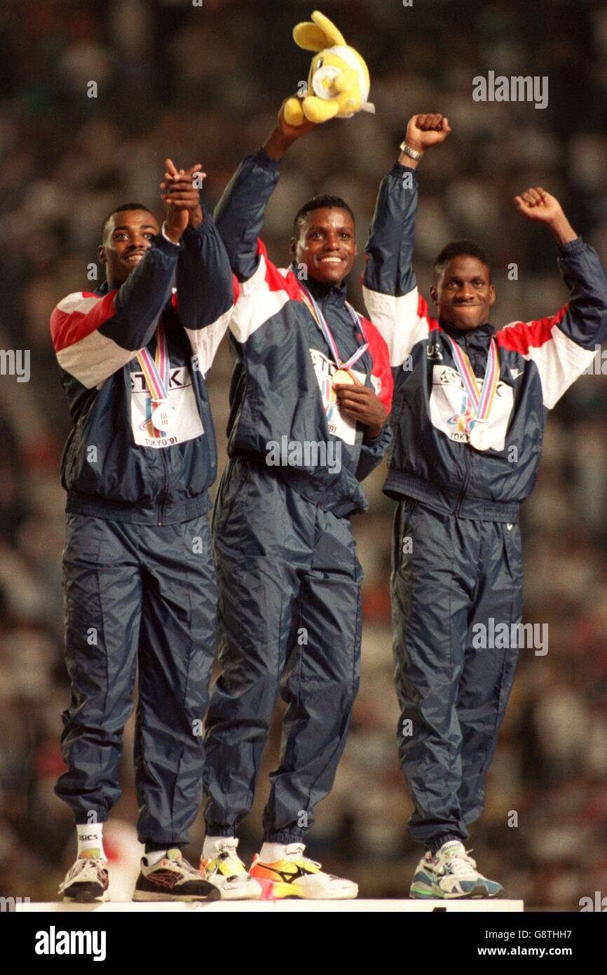 Athletics - World Championships Tokyo - Mens 100M Medal Ceremony Stock ...