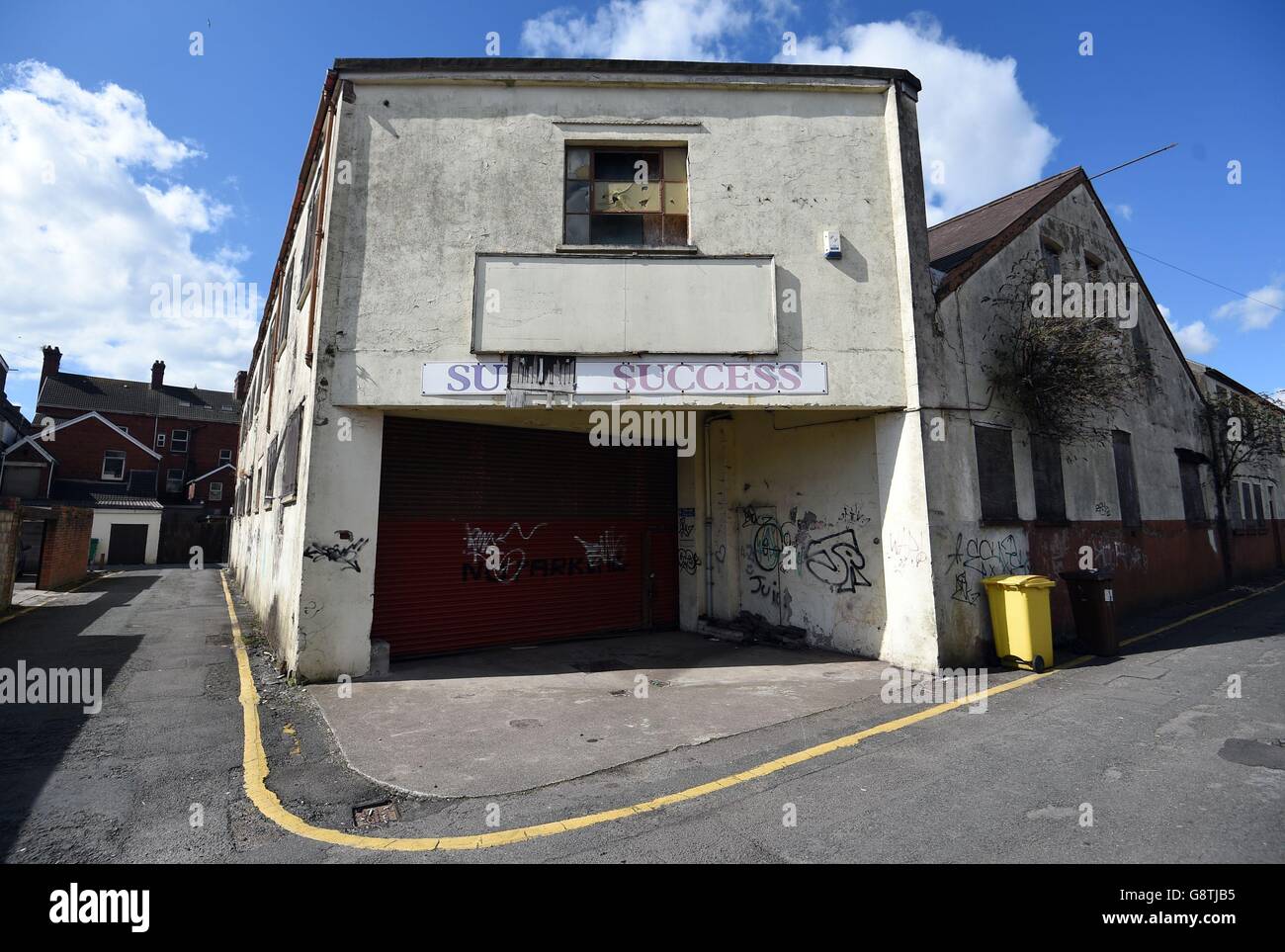 A boarded-up business premises in Port Talbot, South Wales Stock Photo ...