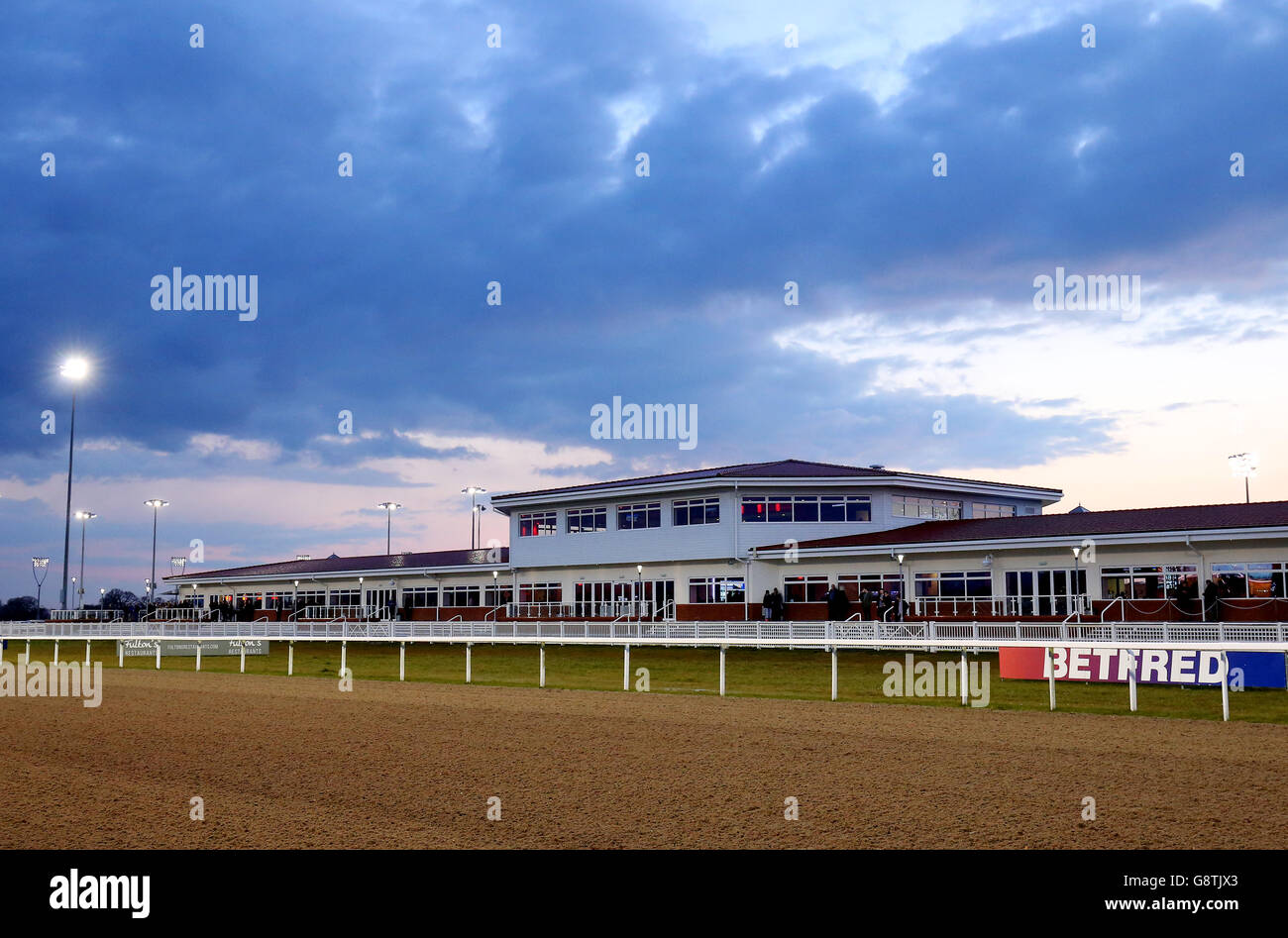 A view of the grandstand at chelmsford city racecourse hi-res stock ...