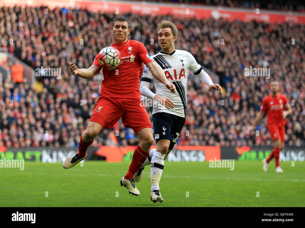 Liverpool's James Milner (left) and Tottenham Hotspur's Christian ...