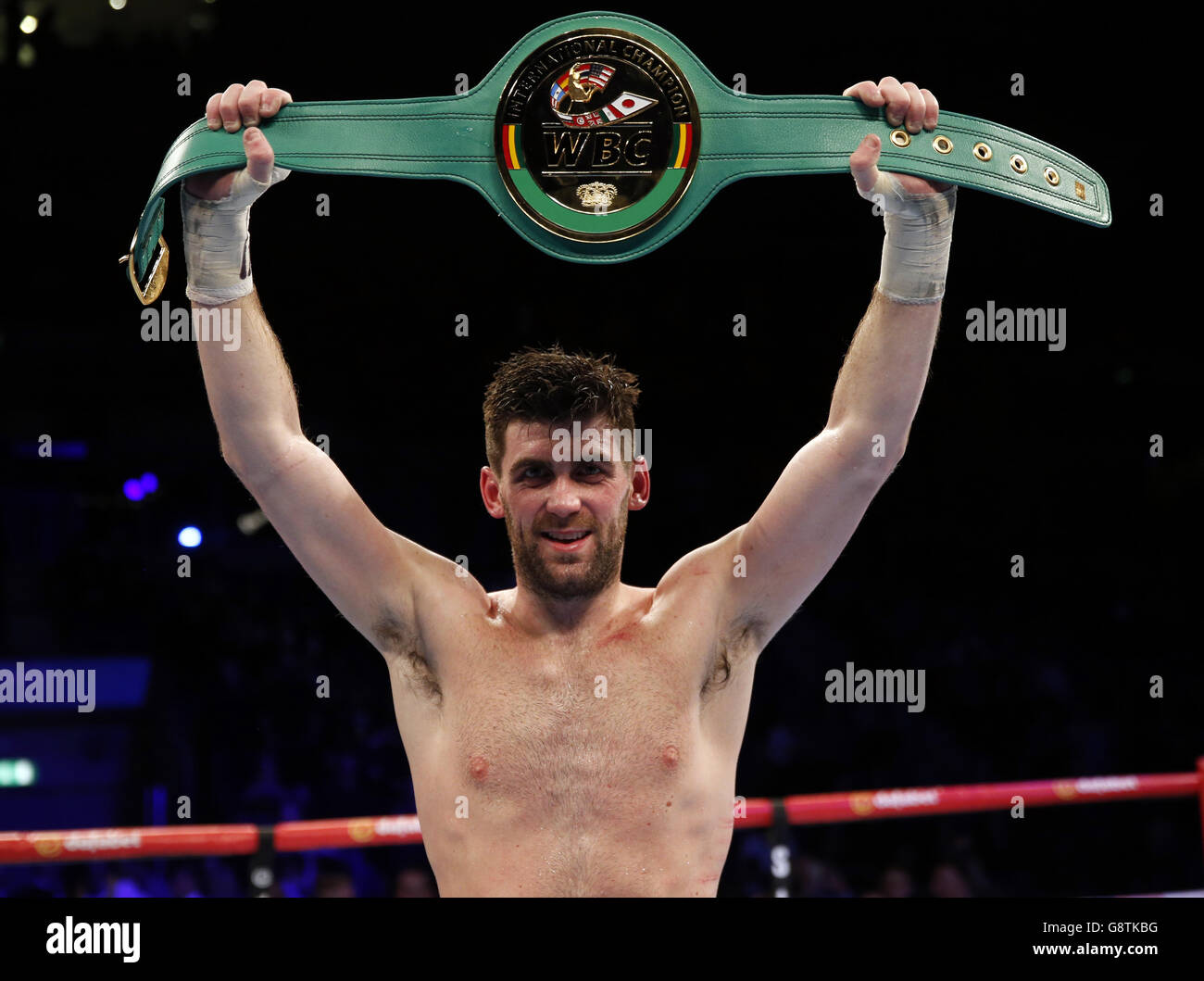 Rocky Fielding celebrates beating Christopher Rebrasse in their WBC ...