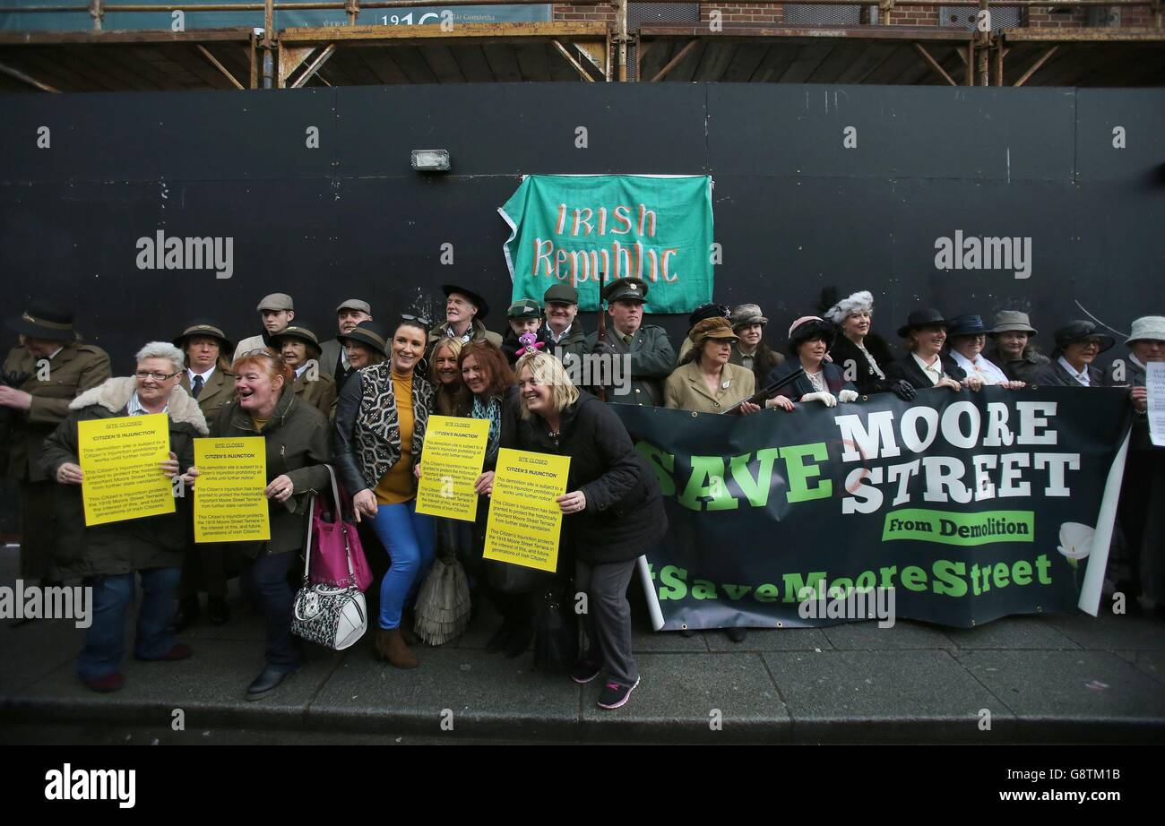 Members of the Save Moore Street 2016 campaign during the 'Arms Around ...