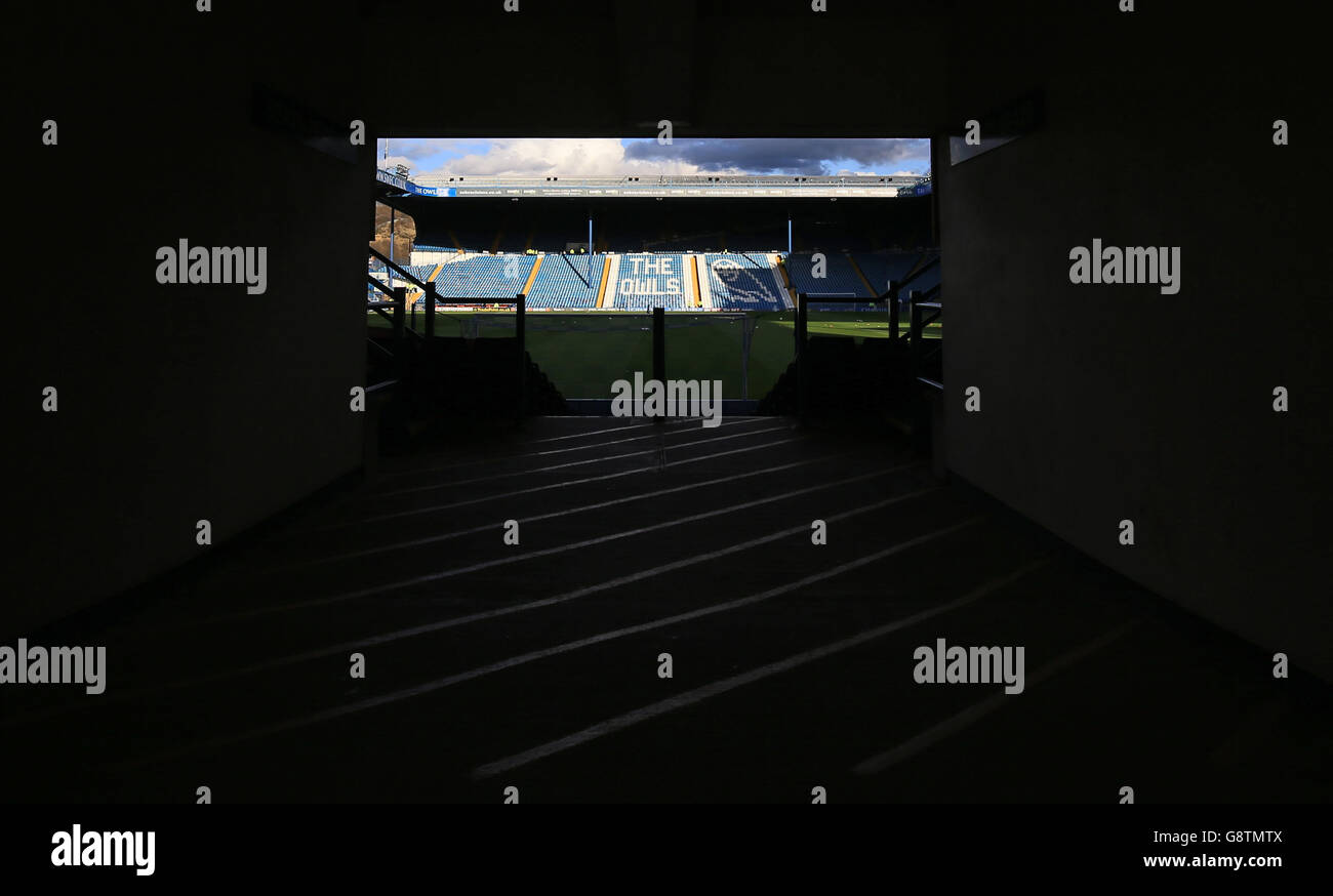 A view through the Leppings Lane stand tunnel towards the pitch at ...