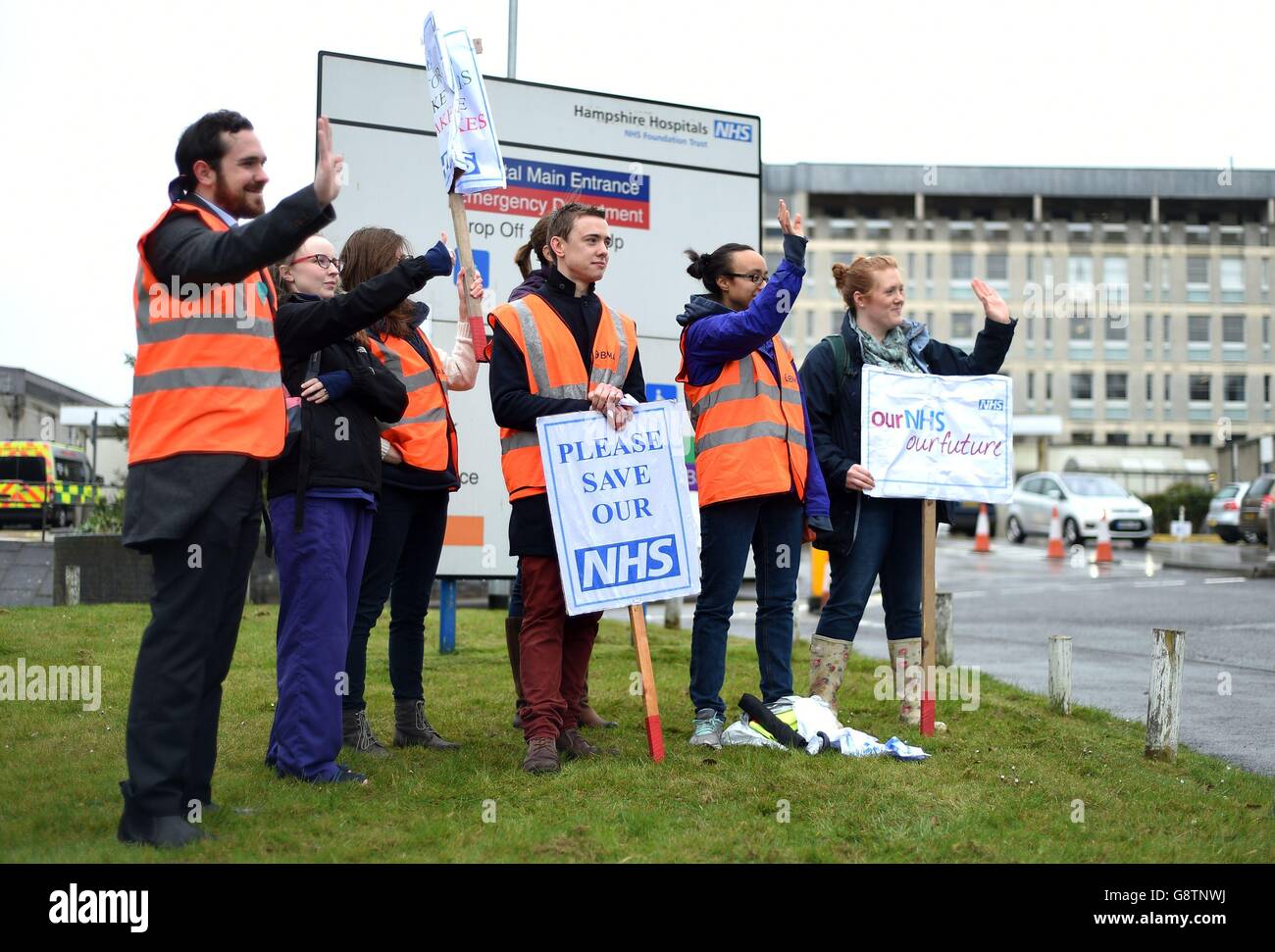 A picket line outside Basingstoke and North Hampshire Hospital, as ...