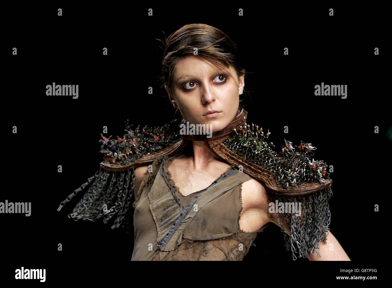 A model wears a creation by designer Robert Cary-Williams, during his ...