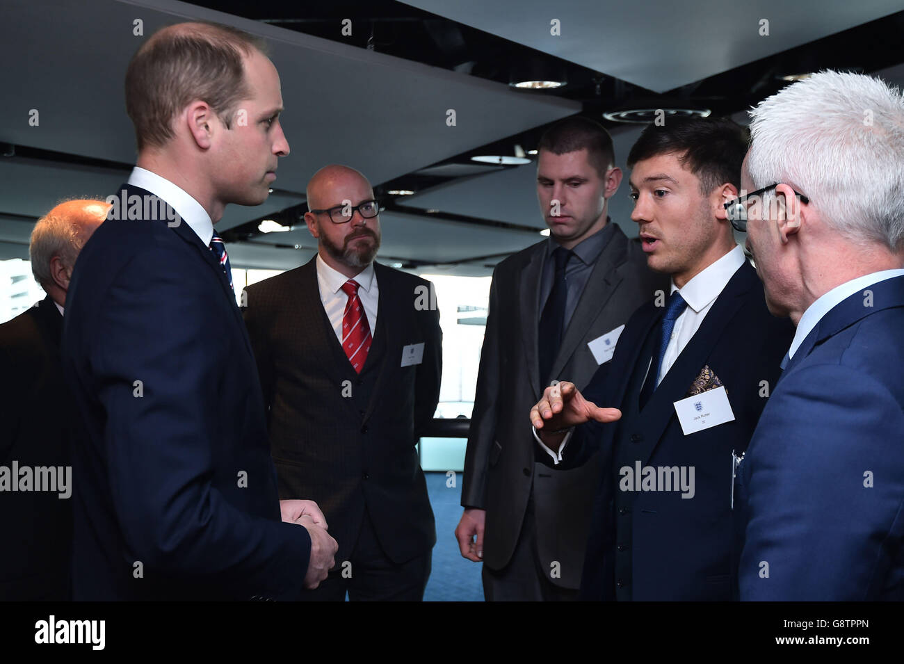 The Duke of Cambridge (left) talks with England Cerebral Palsy football ...