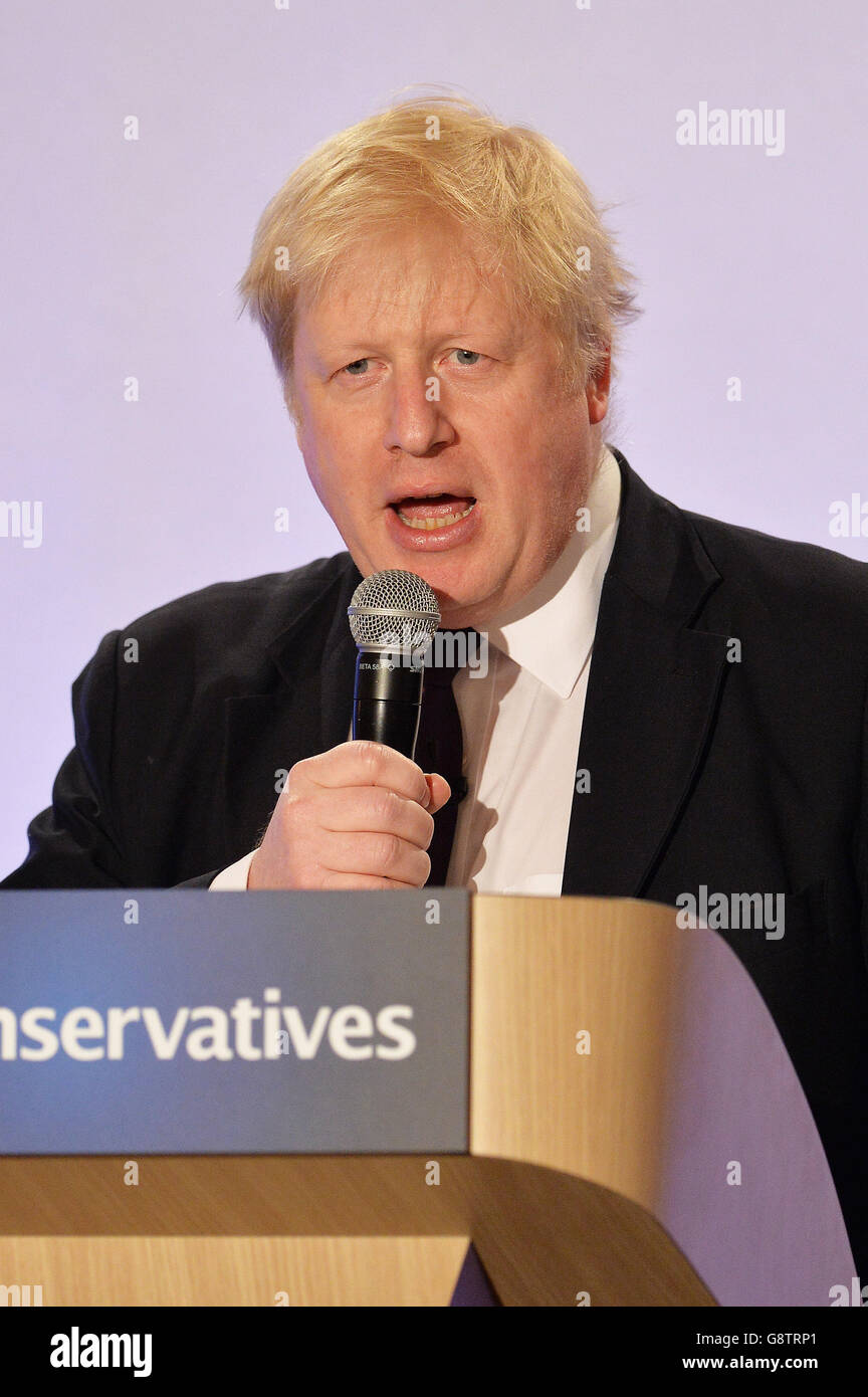 Mayor of London Boris Johnson speaking at the Conservative party's ...